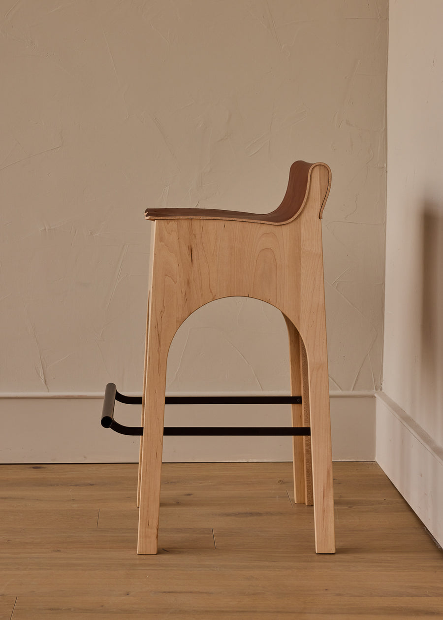 Jack Wood and Leather Stools - Tan